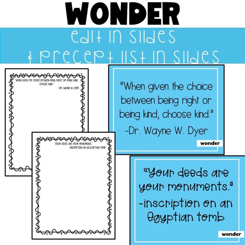 Wonder Novel Study Activity: Printable and Digital Precept Journal - Etsy