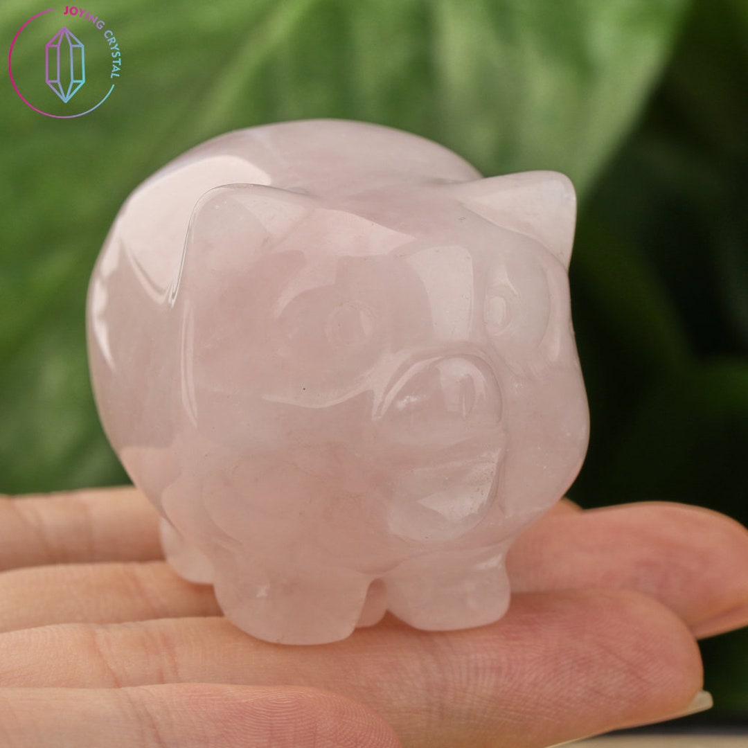 2 Inches Hand Carved Rose Crystal Pig Ornaments,gemstones Animal ...