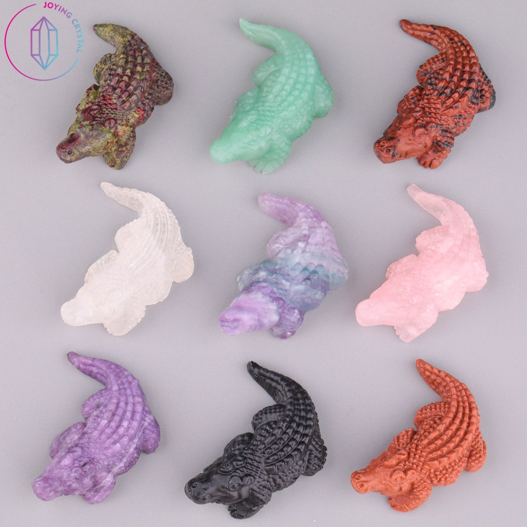 2 Inch Crystal Carved Crocodile Figurine,gemstone Animal Statue,hand ...