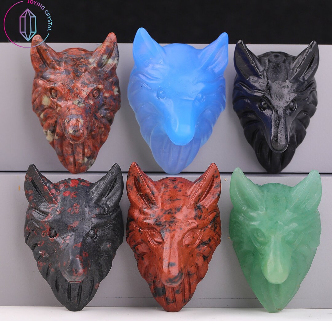 1.5inch,hand Carved Crystal Loth Wolf Statue,crystal Wolf Skull ...