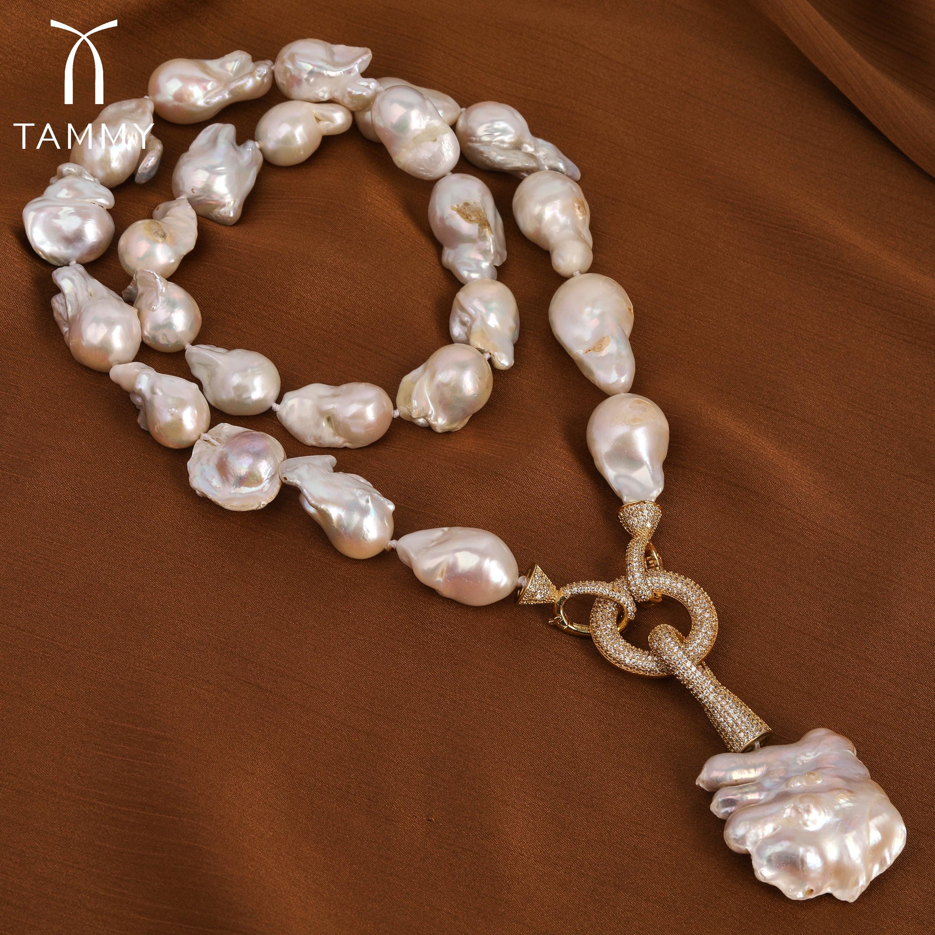 Large Baroque Pearl Necklace, Freshwater Fireball Pearl Pendant ...