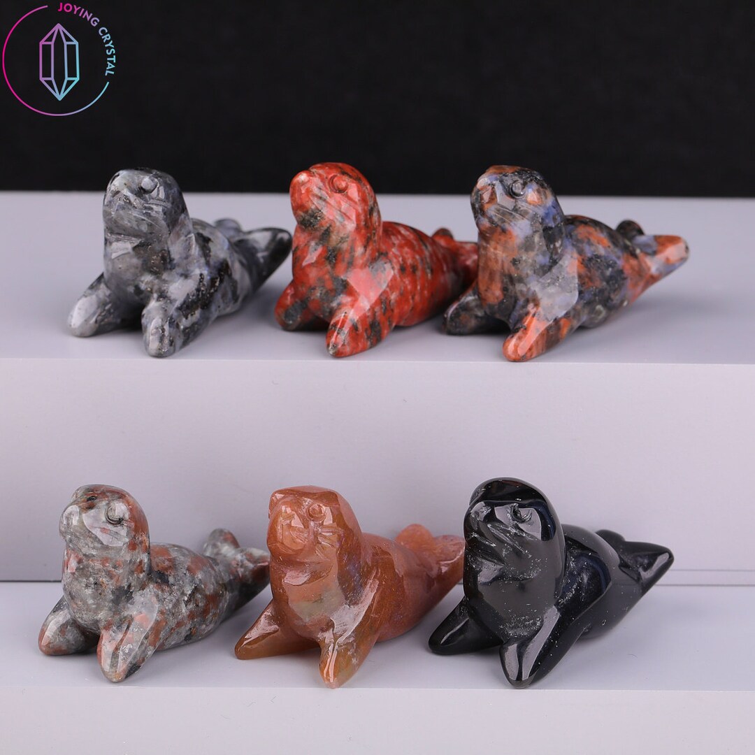 1.5inch,natural Crystal Sea Dog Statue,gemstone Seal Carving,crystal ...