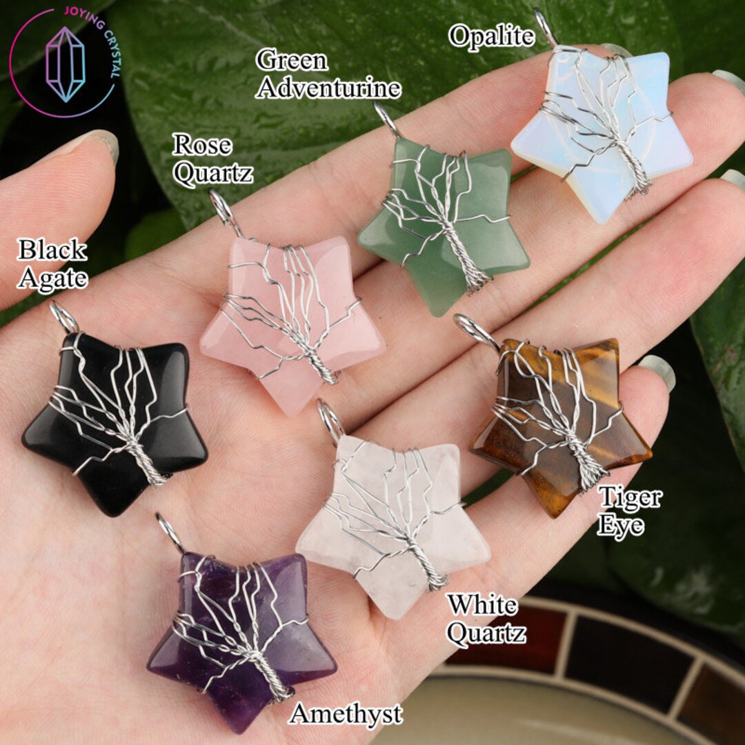 Wire Wrapped Crystal Star Pendant Necklace,gemstone Star Beads,crystal ...
