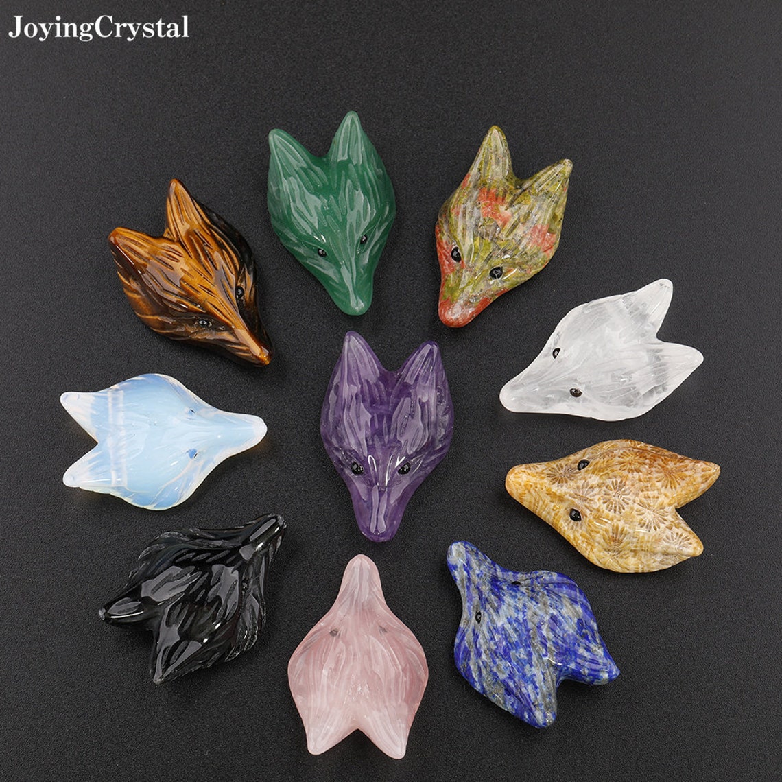 25x35mm Natural Stone Carved Fox Head Pendant for Necklace - Etsy