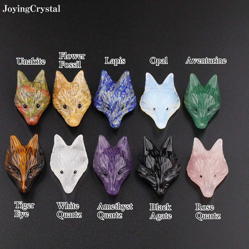 25x35mm Natural Stone Carved Fox Head Pendant for Necklace - Etsy
