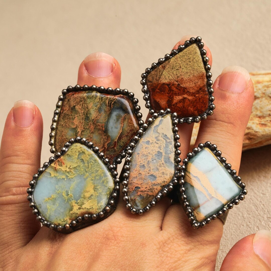 Adjustable Open Rings, Irregular Crystal Ring ,soldered Jewelry Raw ...