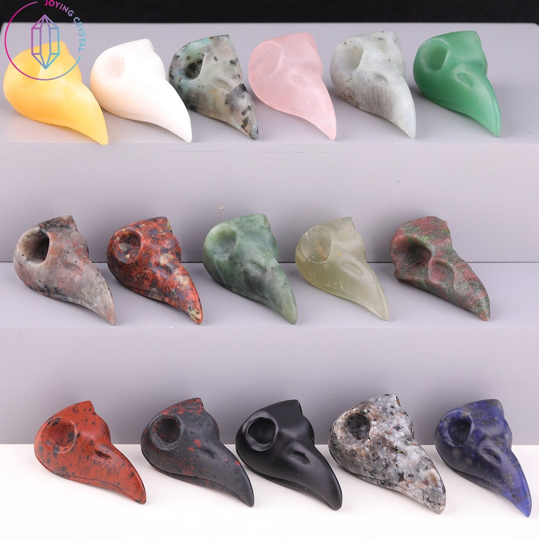 1.5inch,hand Carved Crystal Crow Skull,gemstone Raven Skull,crystal Healing,crystal Animal ...