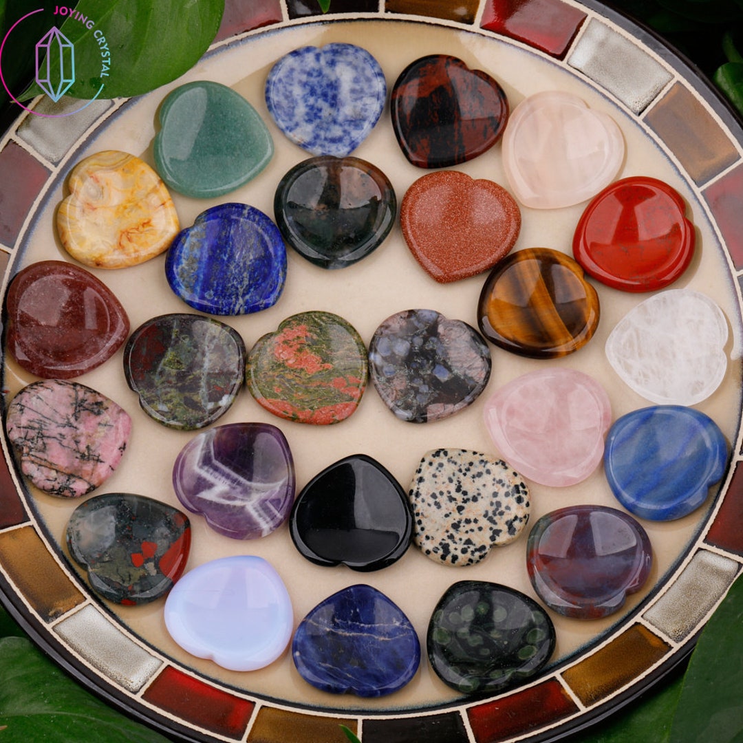 Natural Crystal Worry Stone,40mm Heart Hand Carved Palm Stone,gemstone ...