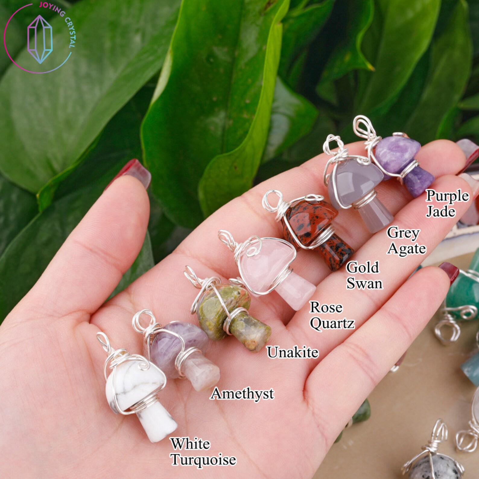Wire Wrapped Crystal Mushroom Pendantsmall Gemstone - Etsy