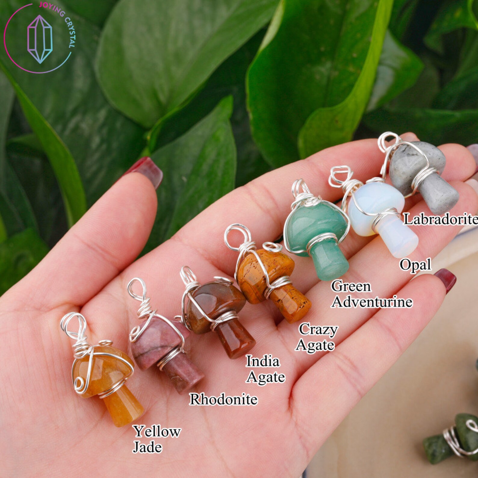 Wire Wrapped Crystal Mushroom Pendantsmall Gemstone - Etsy