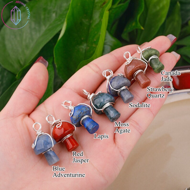 Wire Wrapped Crystal Mushroom Pendantsmall Gemstone | Etsy