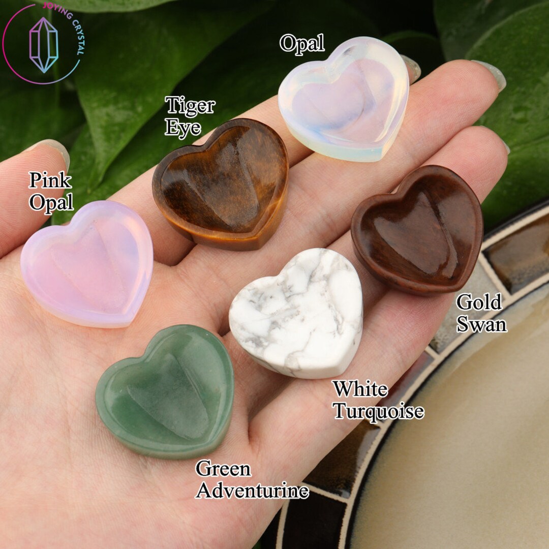 28mm Hand Carved Small Crystal Heart Stone,healing Heart Beads,carved ...