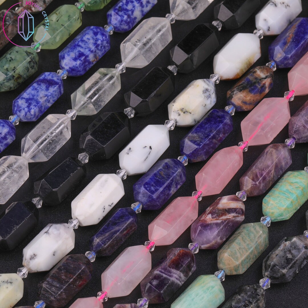 Faceted Hexagonal Crystal Point Beads,nugget Point Stone Beads,center ...