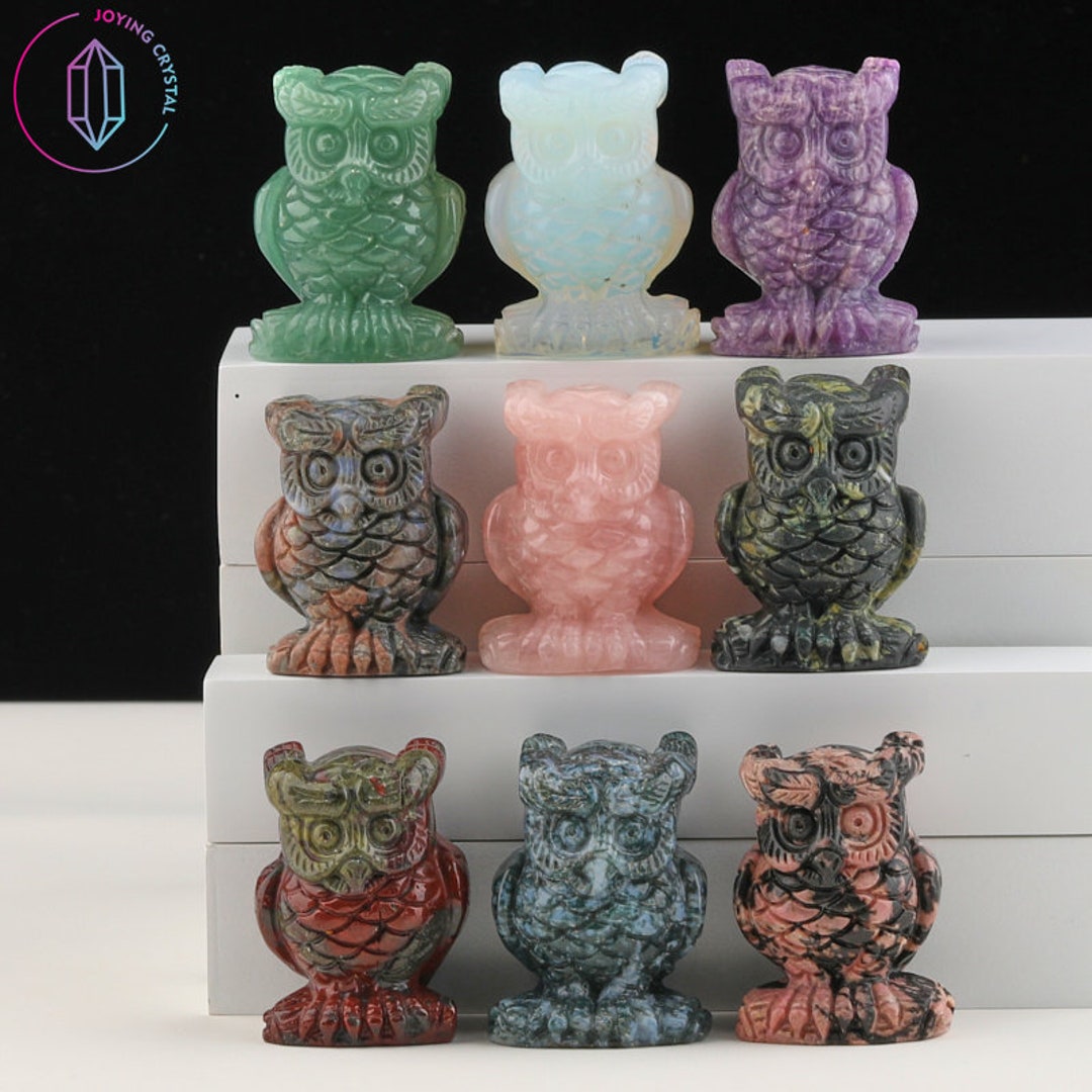 2 Inches,aaaa Gemstone Owl Carving,crystal Owl Figurine,hand Carved ...