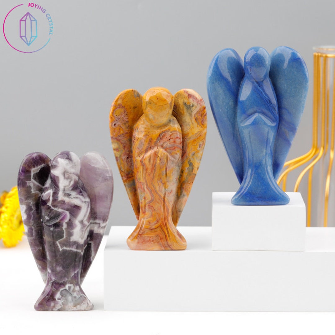 3 Inches Carved Gemstone Angel Decor,angel Figurine,crystal Angel ...
