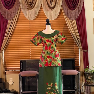 Bright & Bold Red/green Puletasi – Make a Statement With Island ...