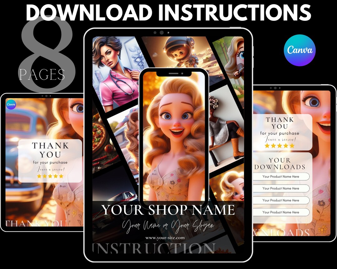 Digital Download Instructions Template, Template Collection for Digital ...