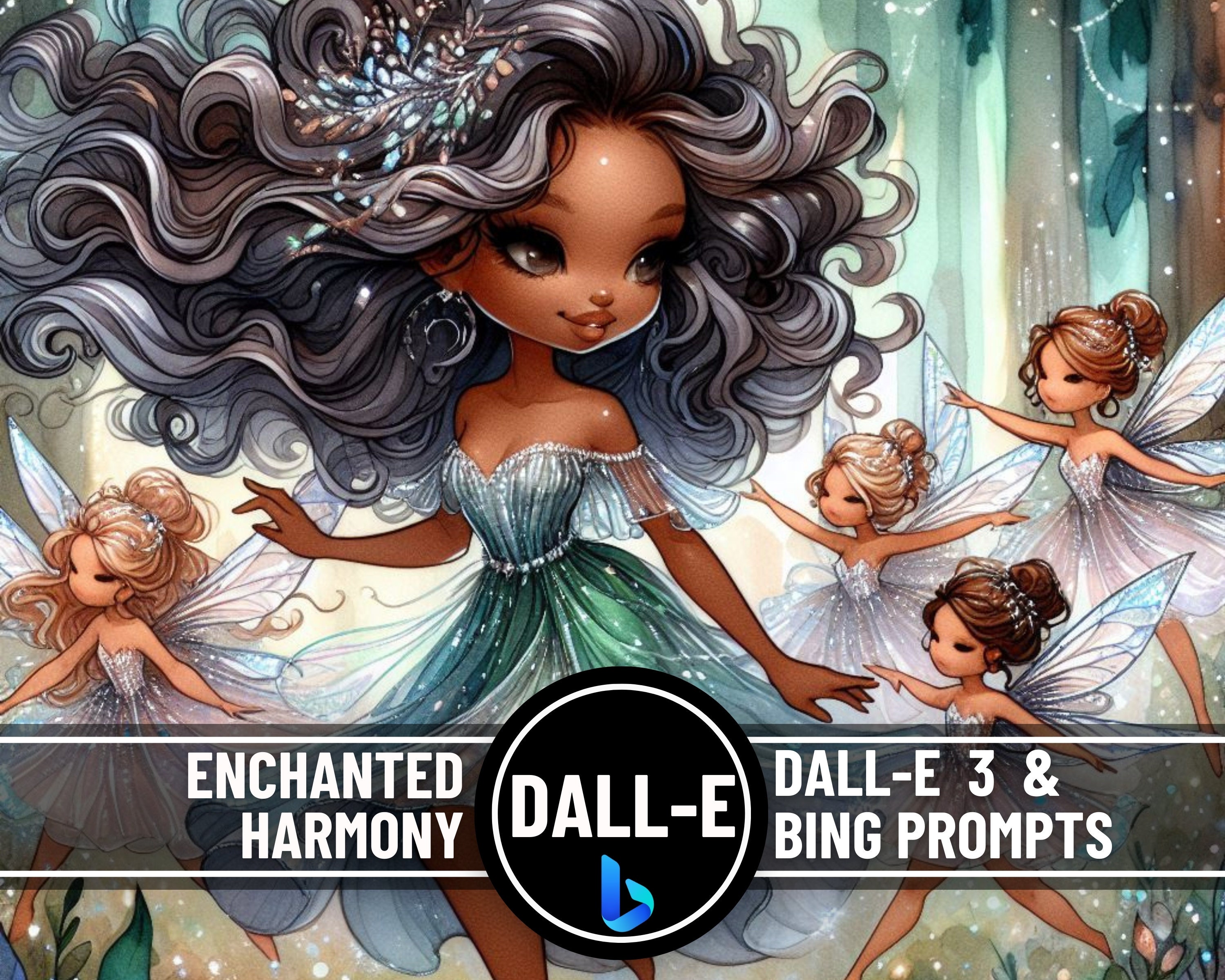 DALL-E 3 Prompt Guide Enchanted Harmony: Chibi Woman With Fairies AI ...