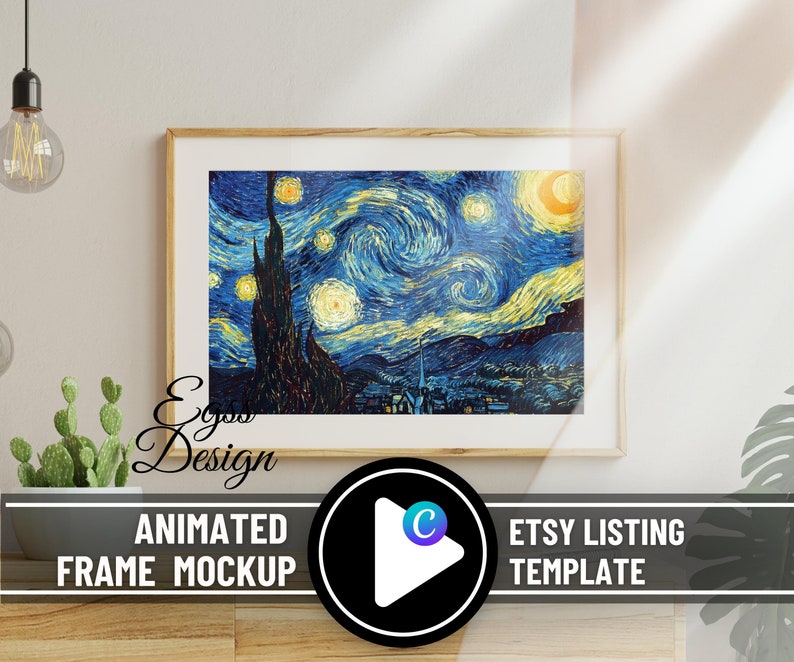 Elegant Animated Video Frame Mockup Template Canva, Etsy Listing Video ...