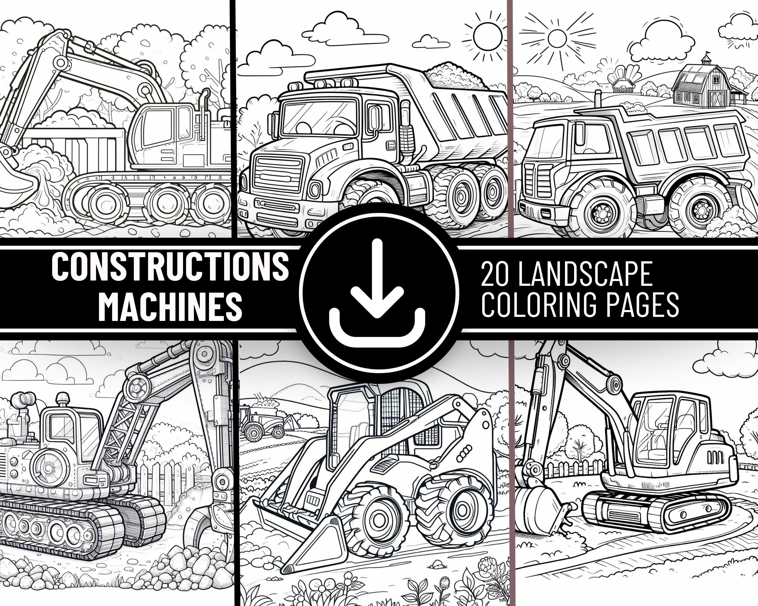 20 Construction Machines Coloring Pages Downloadable PDF File ...