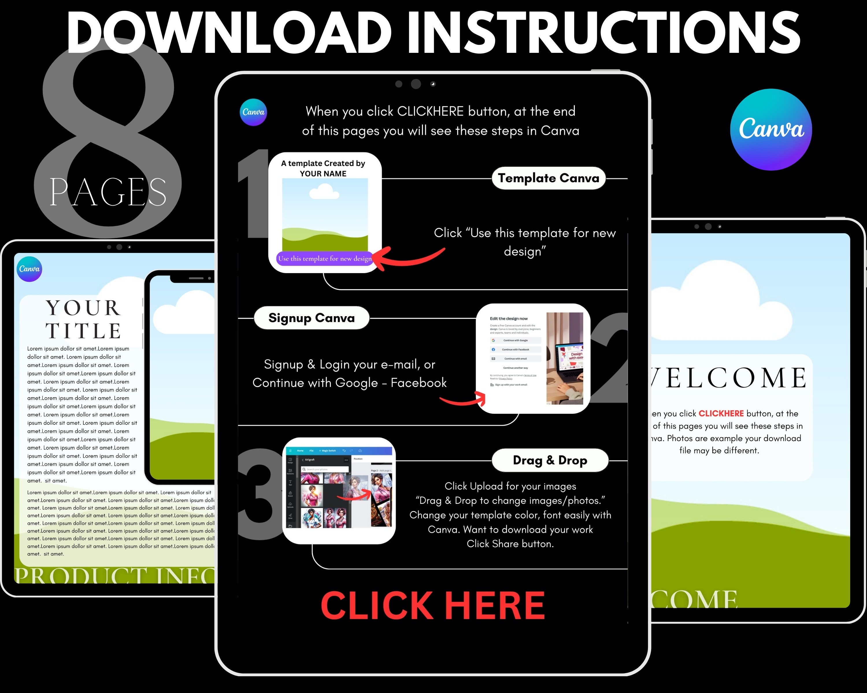 Digital Download Instructions Template, Template Collection for Digital ...