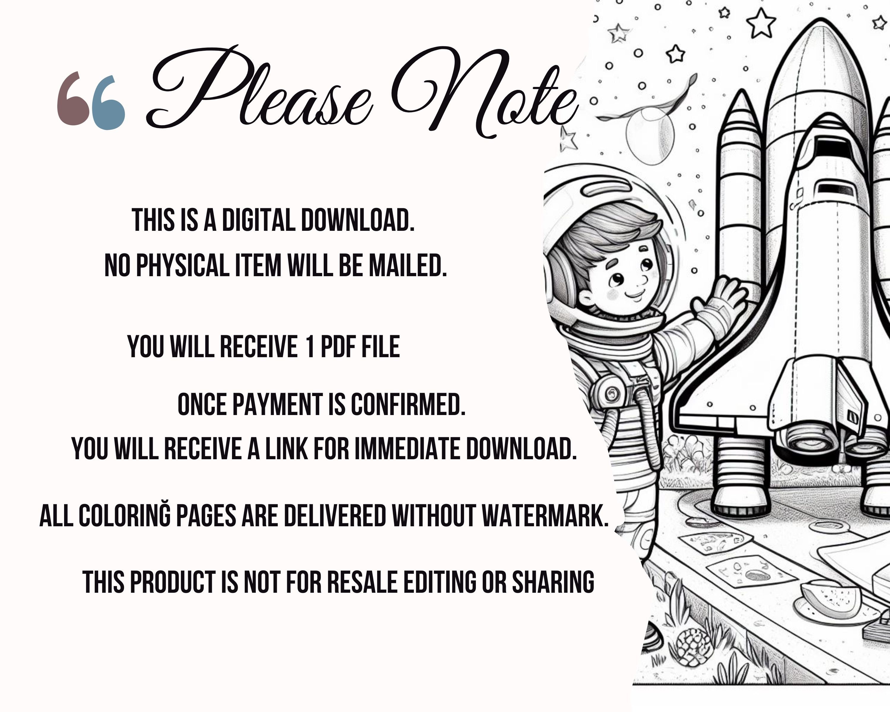 Astronaut Kids Coloring Pages Downloadable PDF File Astronaut Coloring ...