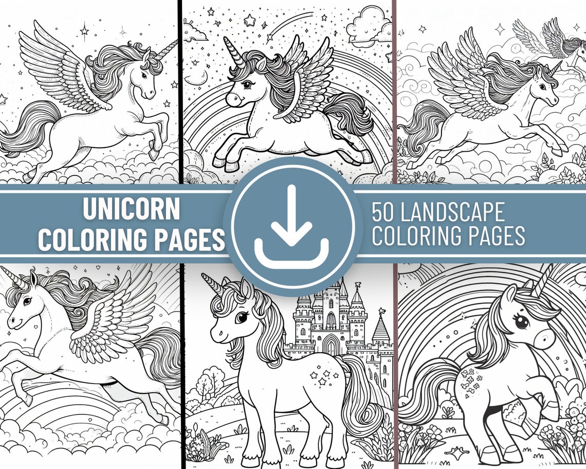 50 Unicorn Coloring Pages Downloadable PDF File, Unicorn Coloring Pages ...