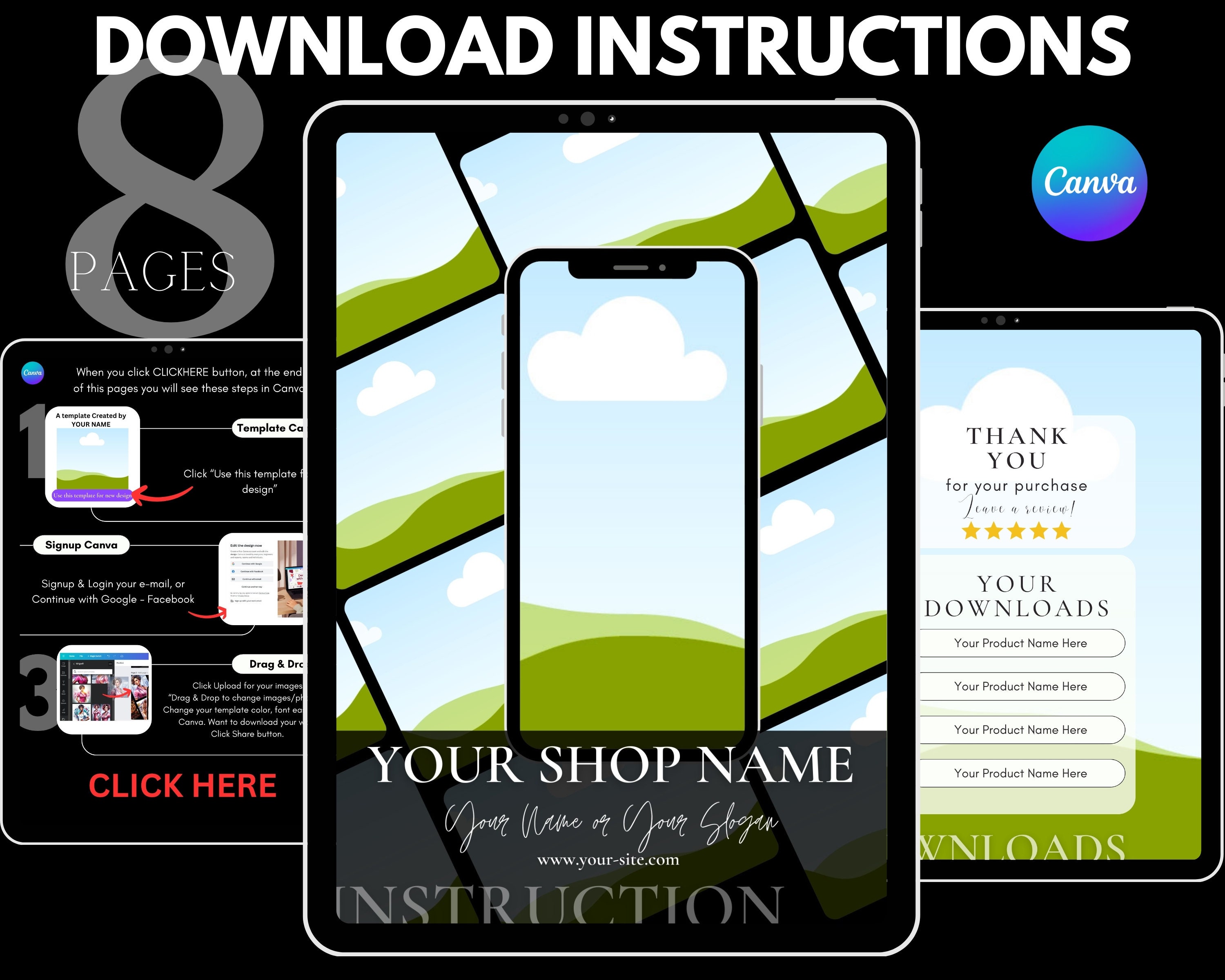 Digital Download Instructions Template, Template Collection for Digital ...