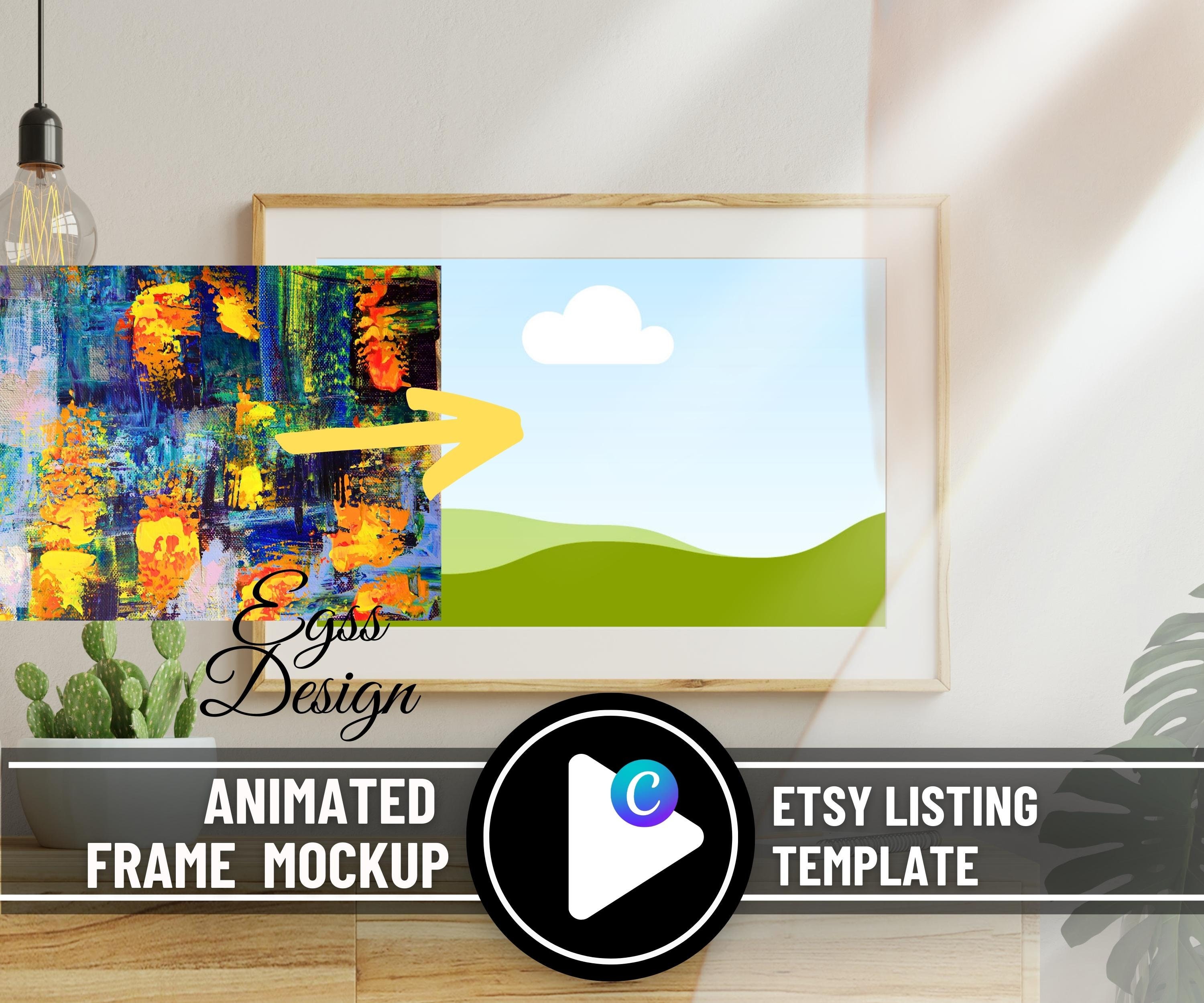 Elegant Animated Video Frame Mockup Template Canva, Etsy Listing Video ...