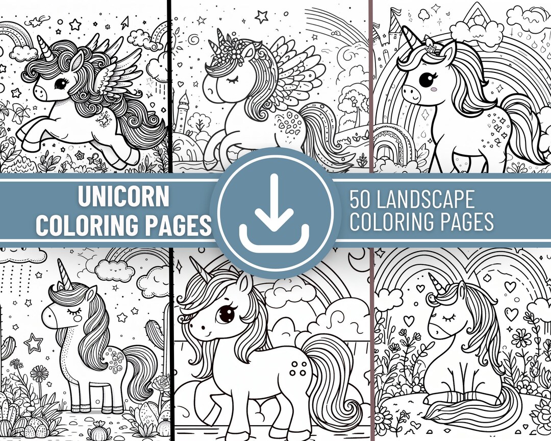 50 Unicorn Coloring Pages Downloadable PDF File, Unicorn Coloring Pages ...