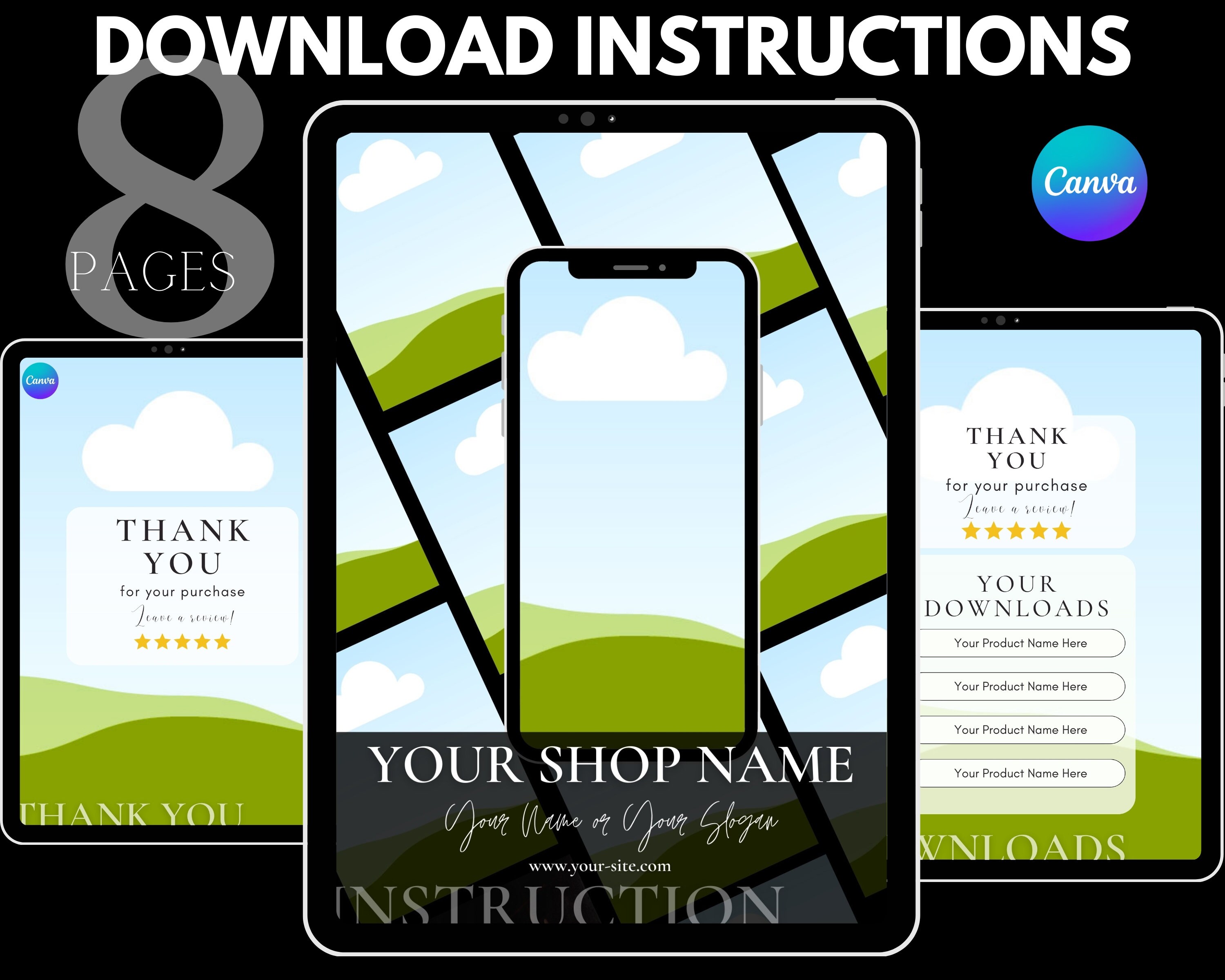 Digital Download Instructions Template, Template Collection for Digital ...