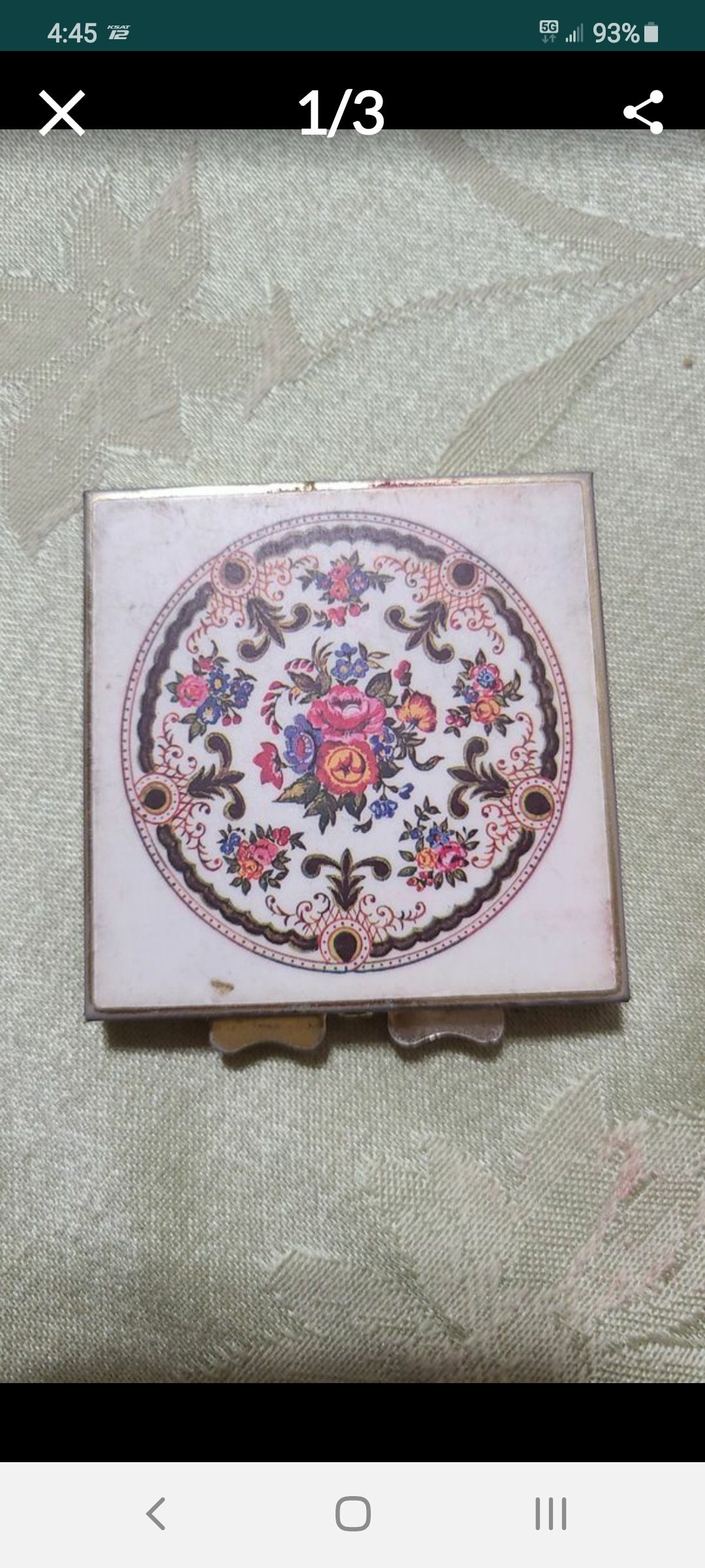 Beautiful vintage square compact mirror | Etsy