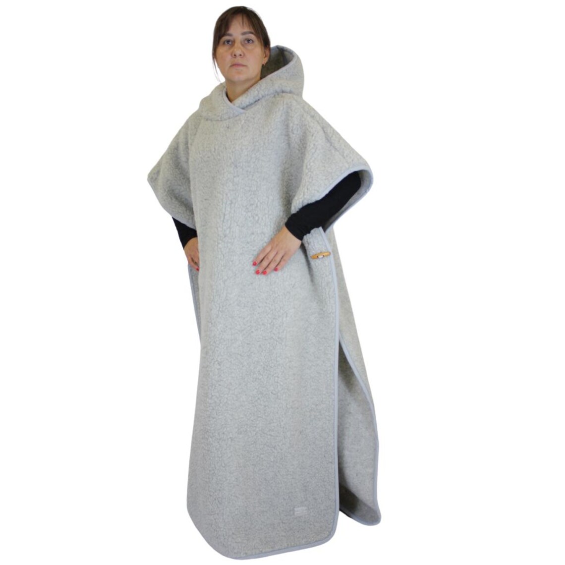 Woolen Hooded Poncho Wool Cape Home Throw Warm Wool Blanket With Hood ...