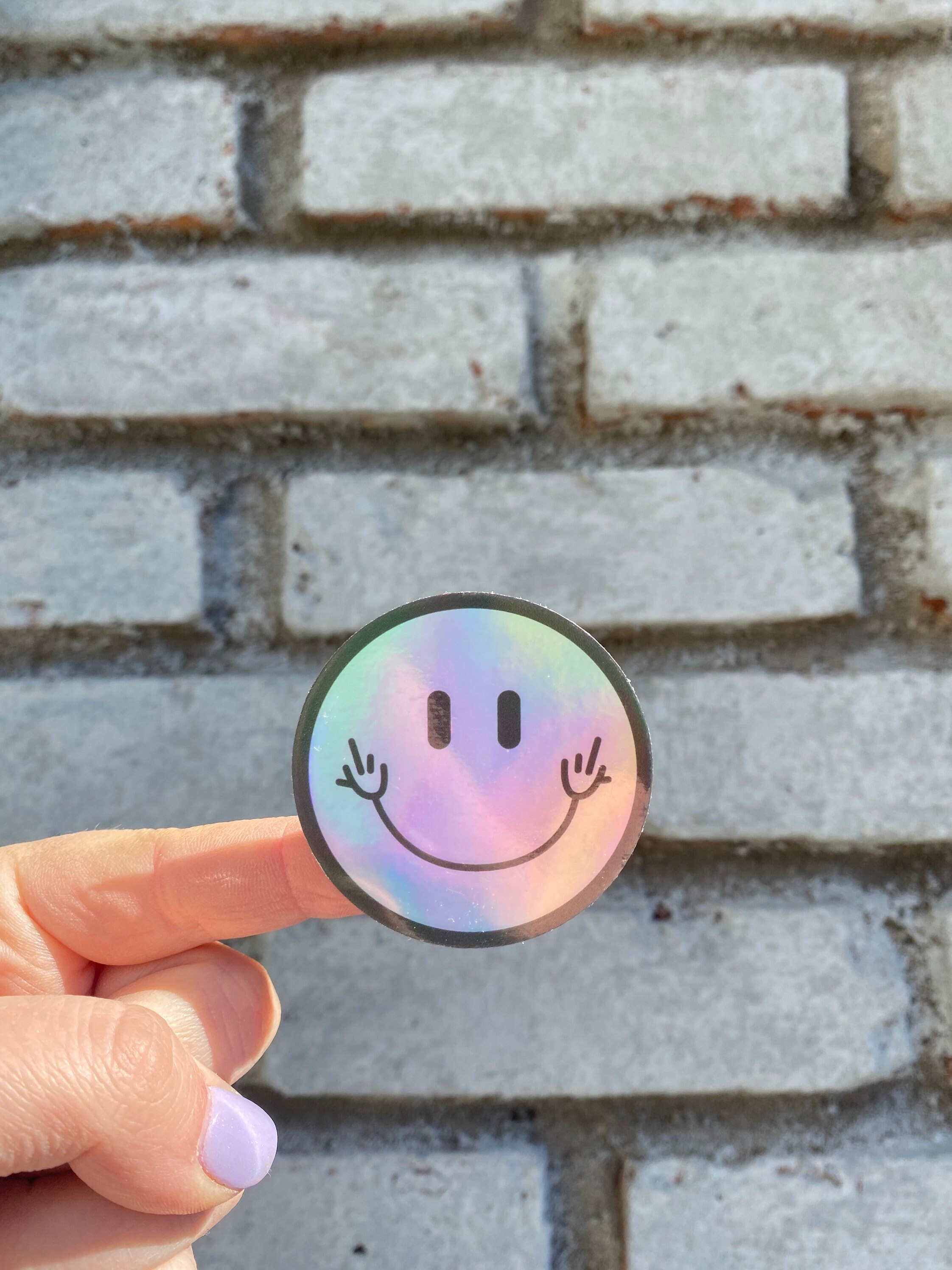 Holographic Smiley Face Sticker Waterproof Weatherproof | Etsy