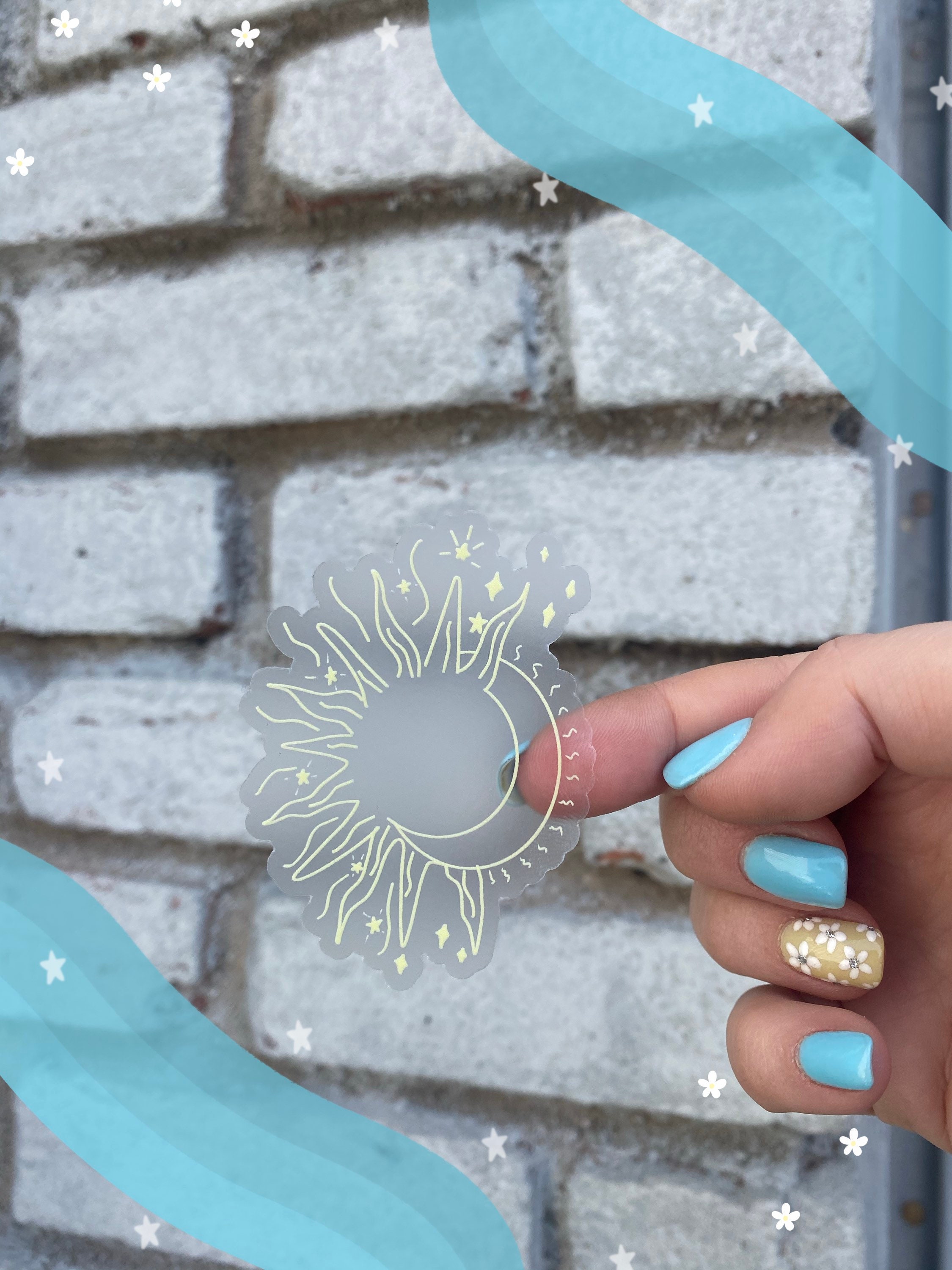 CLEAR Sun and Moon Sticker Die-Cut Stickers Weatherproof | Etsy