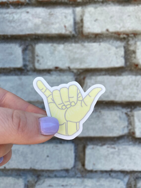 Hang loose Sticker yellow cute sticker coffee cup Laptop | Etsy