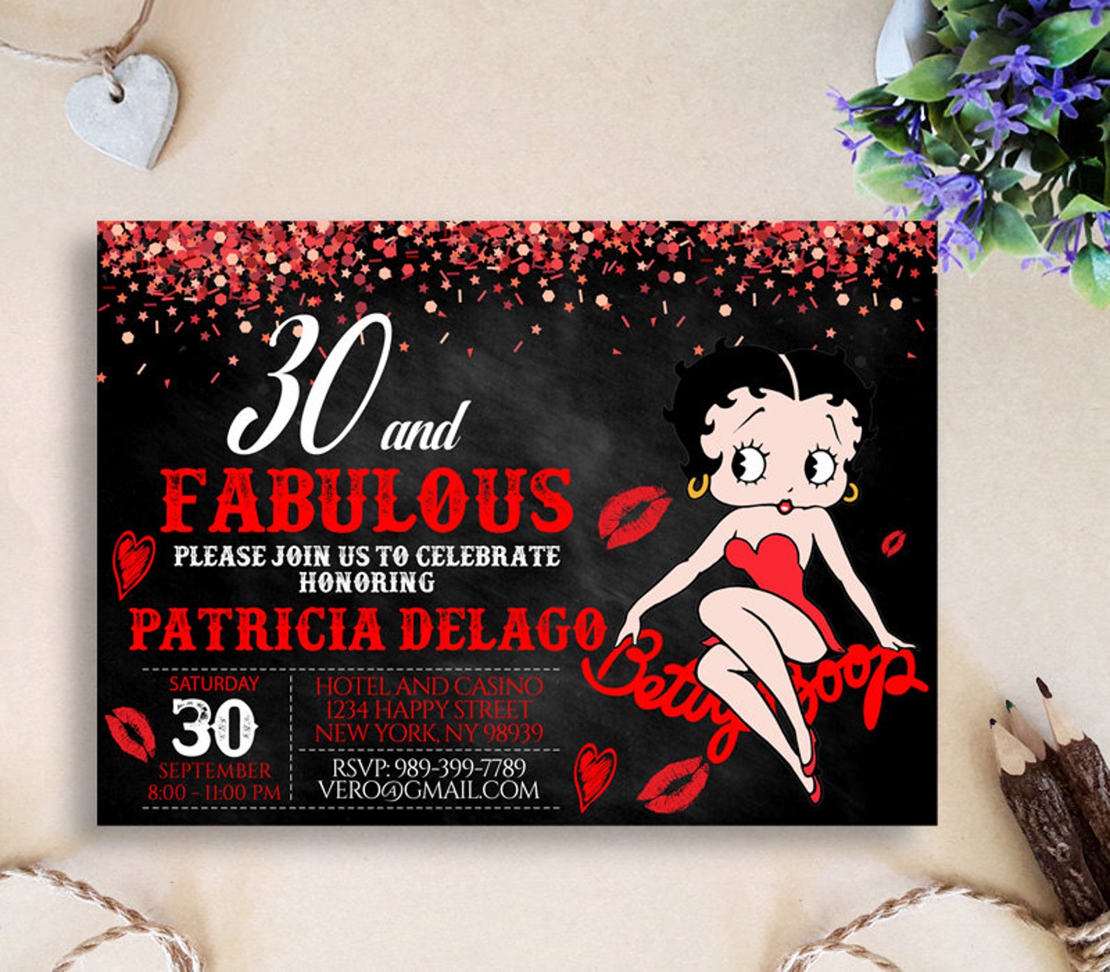Betty Boop Invitation Betty Boop Birthday Party Betty Boop | Etsy