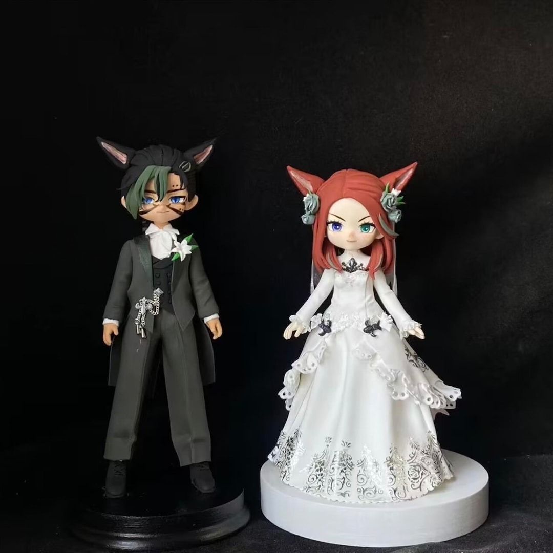 Custom FFXIV Couple Figurine: Wedding Cake Topper, Gamer Gift - Etsy
