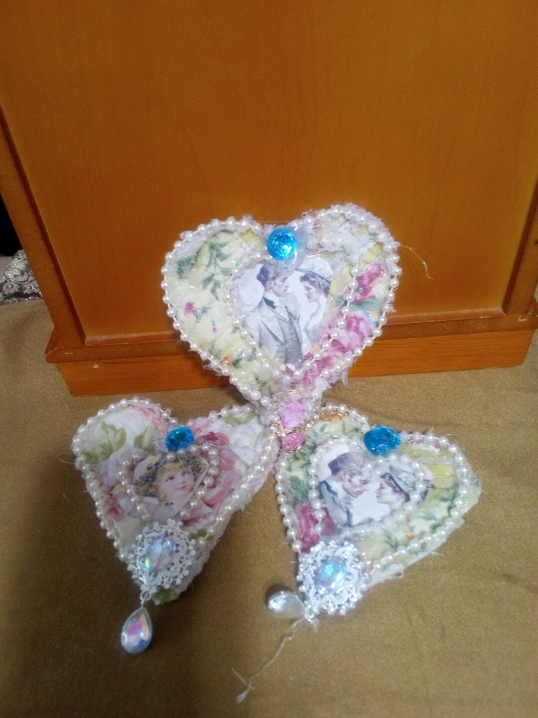 Pretty Romantic Handmade Heart Embellishments Snippets for - Etsy