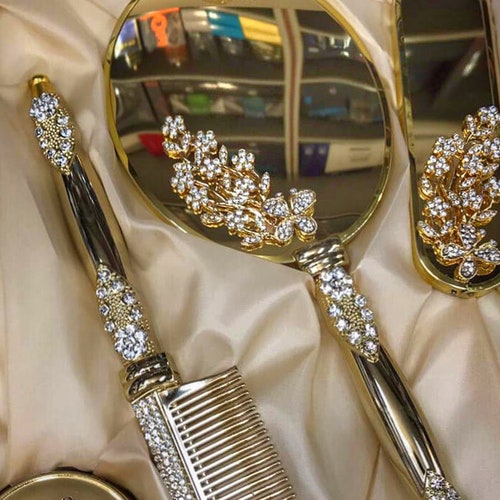 Antique Style Brush Mirror Comb Set Dresser Set Vanity Set Etsy