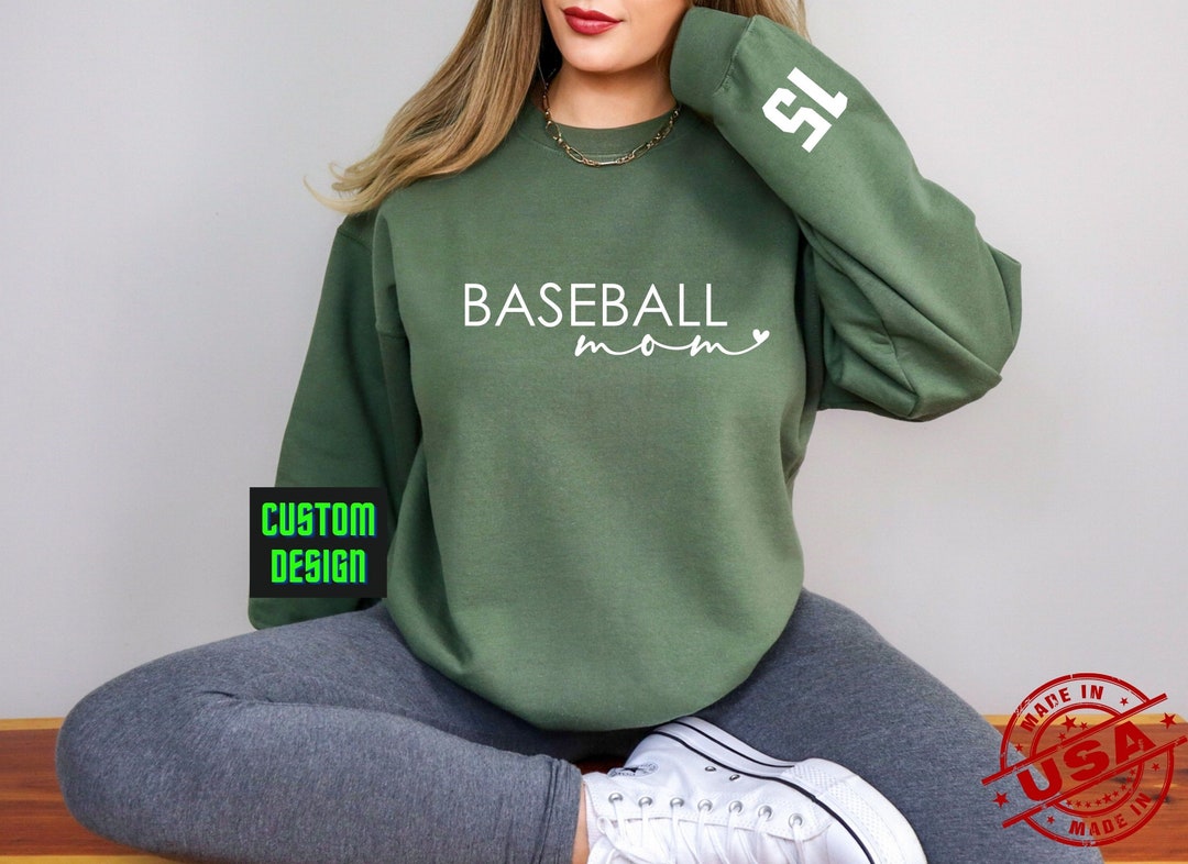 Custom Baseball Mom Sweatshirt Game Player Season Tee Baseball Cheer ...