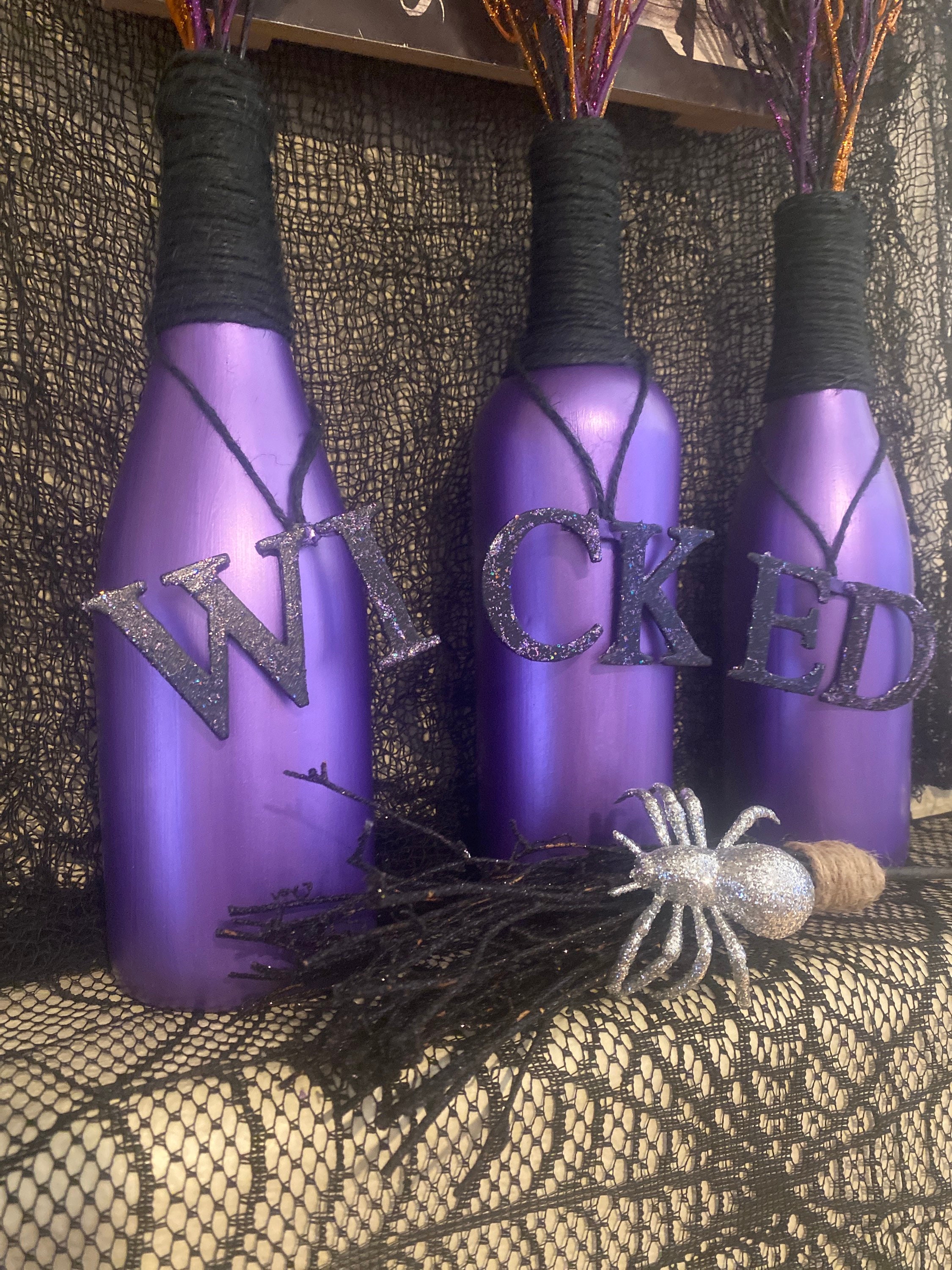 Halloween wine bottle decoration | Etsy