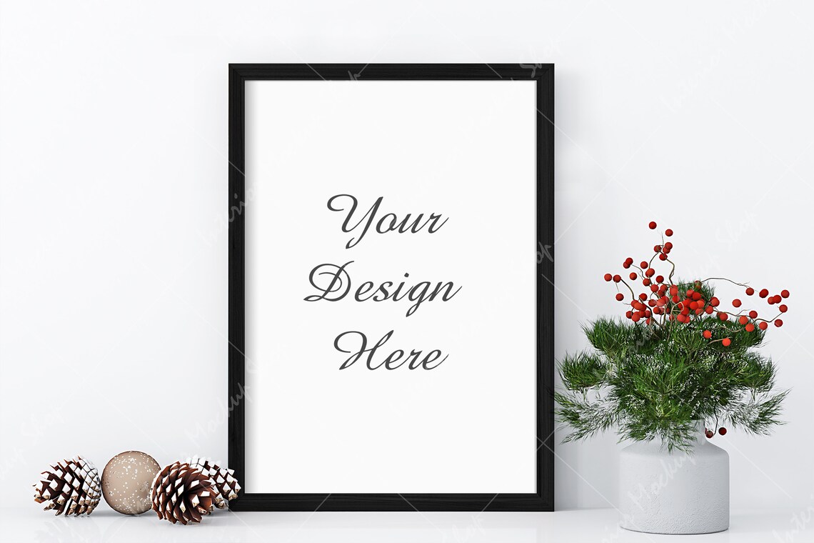 Christmas Mockup Frame Holiday Mockup Add Your Design - Etsy