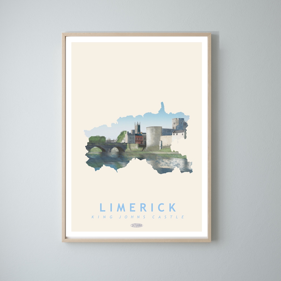 Limerick Map Travel Poster , Irish Landscape Prints, Gaeilge Art, Irish ...