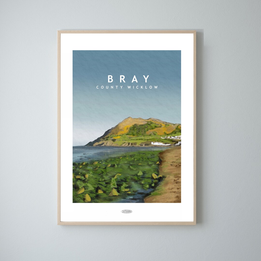 Bray Travel Poster, Bray Seafront Scene , Irish Landscape Prints, Irish ...