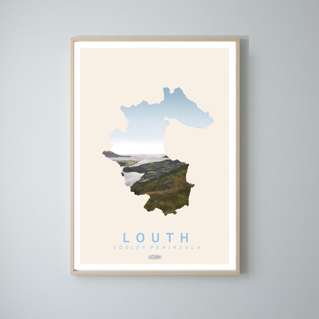 Louth Map Travel Poster, Cooley Peninsula Irish Landscape Prints ...