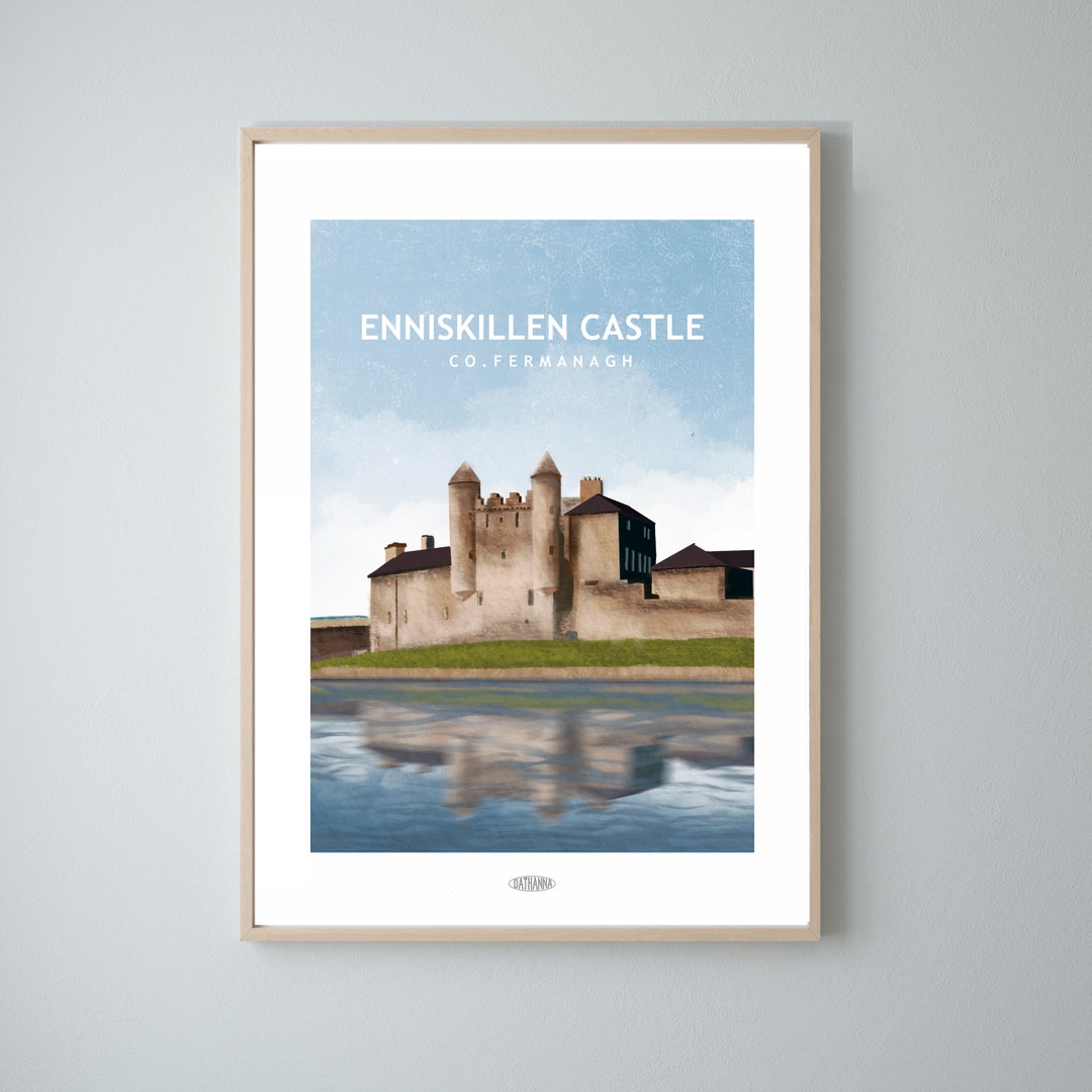 Fermanagh Travel Poster, Enniskillen Mountains, Irish Landscape Prints ...