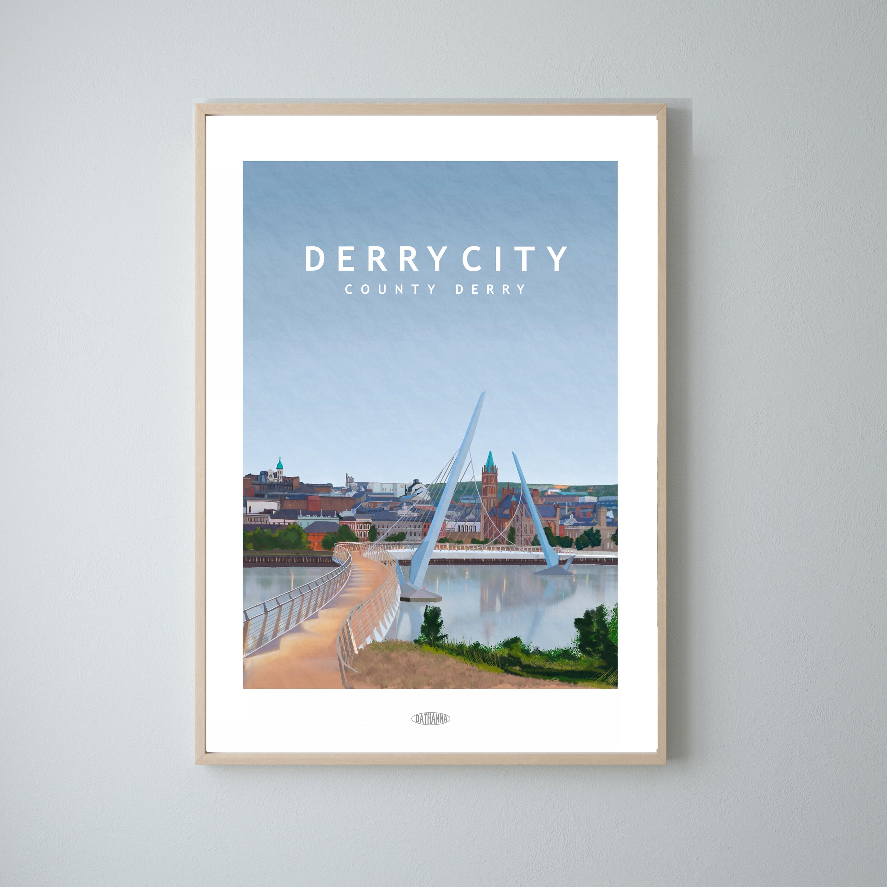 Derry City Travel Poster Derry Peace Bridge Irish Landscape - Etsy UK