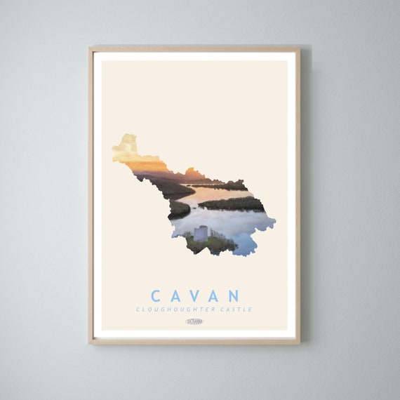 Cavan Map Travel Poster Irish Landscape Prints Gaeilge Art | Etsy