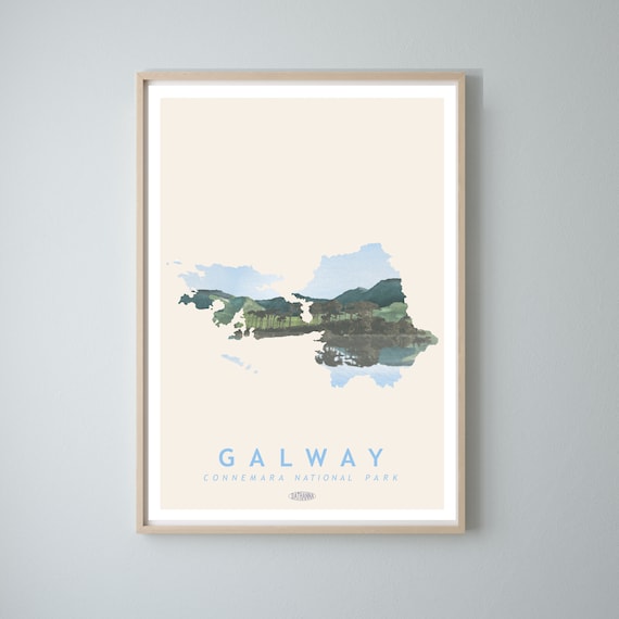 Galway Map Travel Poster Irish Landscape Prints Gaeilge Art - Etsy